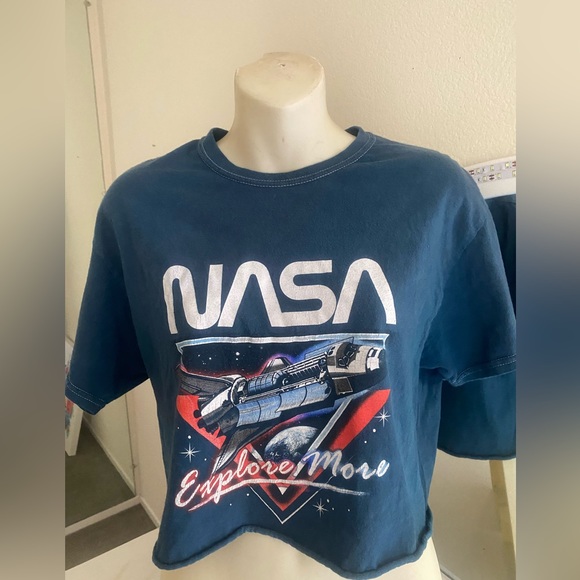 Nasa | Tops | Nasa Womans Cropped Shirt Blue Explore More Size Sm ...